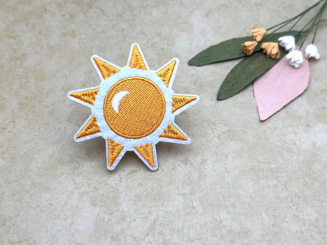 Yellow Sun Embroidered Patch: Sunshine Iron-on Applique - Etsy