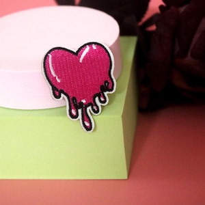 Melting Heart Patch, Heart Patch, Pink, Iron on Patch/embroidered Patch ...