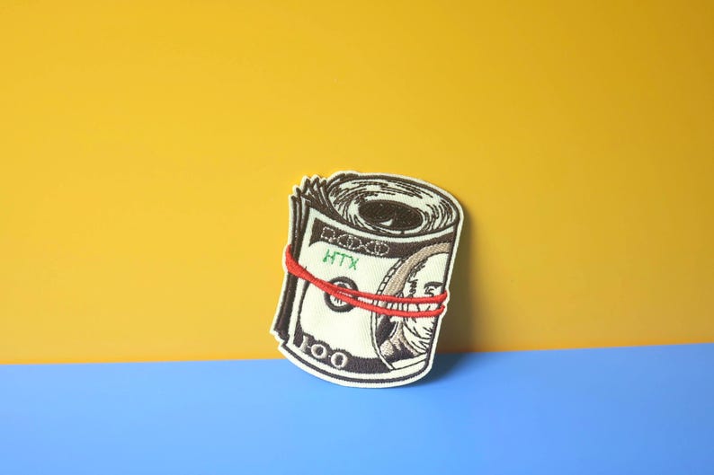 Money Roll Cash Embroidered Iron-on Patch: Hip-hop Fashion Applique - Etsy