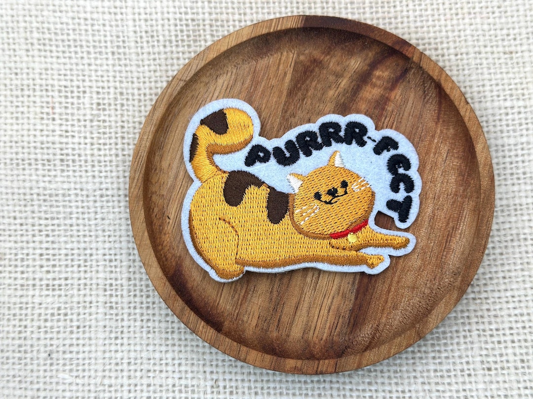Calico Cat Embroidered Iron-on Patch: Kawaii Purrfect Applique - Etsy