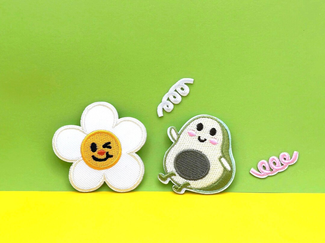 Avocado and Flower Iron-on Patch Set (4pcs) - Etsy