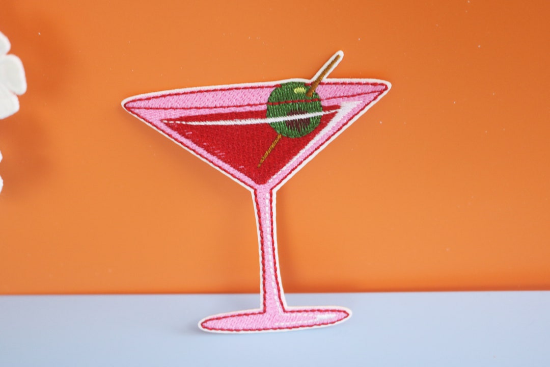Pink Martini Embroidered Patch: Cocktail Applique, Iron-on/sew-on - Etsy