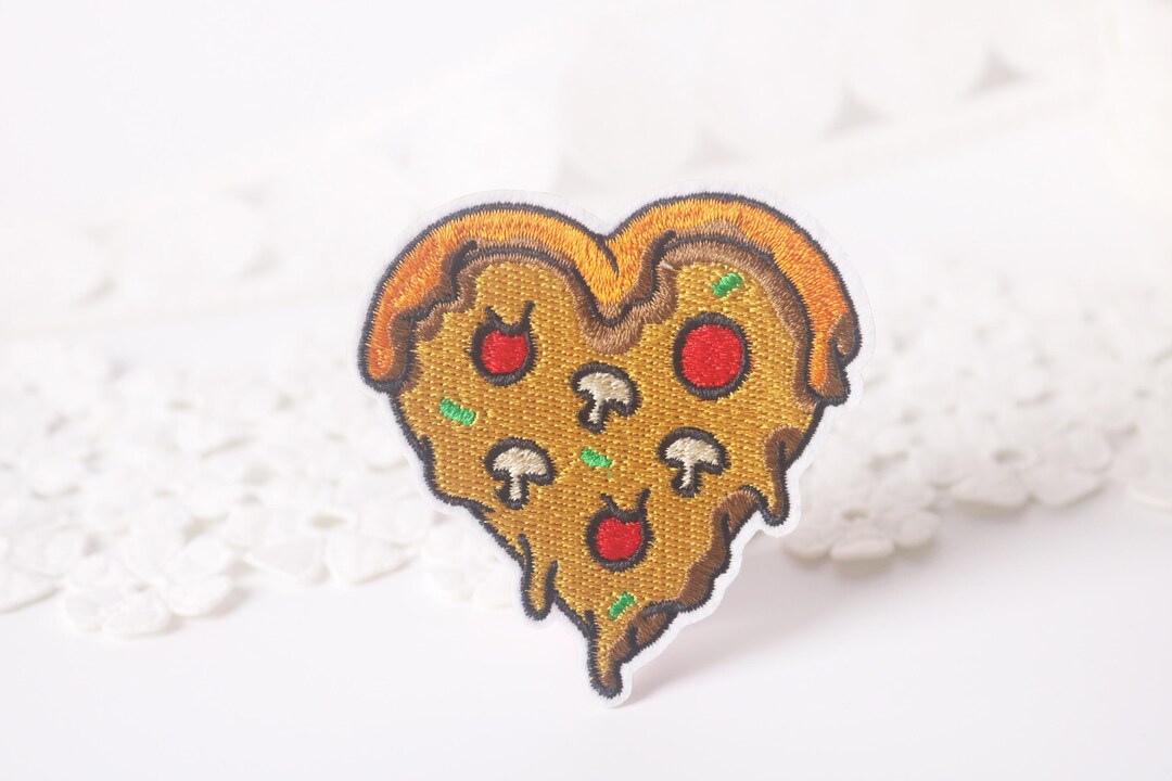 Heart-shaped Pizza Iron on Patch/embroidered Patch/funny Patch/applique/sew on Patch - Etsy