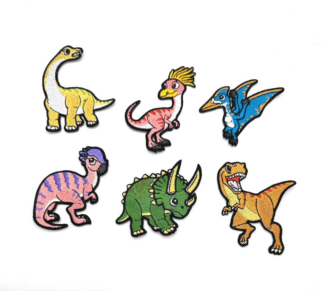Dinosaur Iron-on Patch Set, Embroidered Kids Applique - Etsy