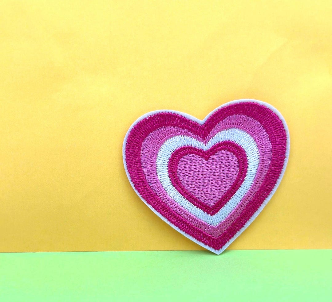 Pink Heart Patch, Iron on Patch/embroidered Patch/funny Patch/applique ...