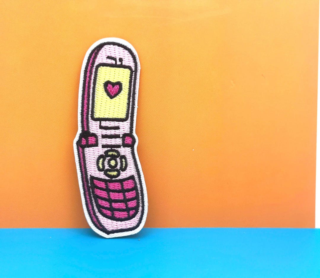 Retro Pink Flip Phone Iron on Patch/embroidered Patch/funny Patch ...