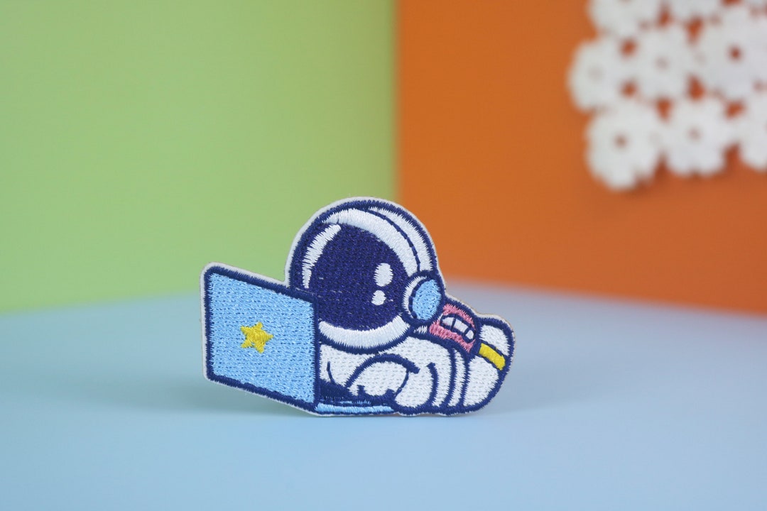 Astronaut With Computer Patch, Iron on Patch/embroidered Patch/funny ...