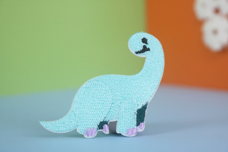 Cute Brontosaurus Patch, Dinosaur Patch, Ciron on Patch/embroidered Patch/funny Patch/applique ...