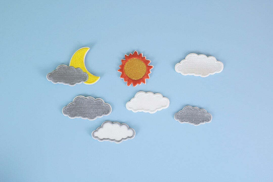 A Set of 7 Sky Patch, Moon, Cloud Patch, Sun Patch, Iron on Patch ...