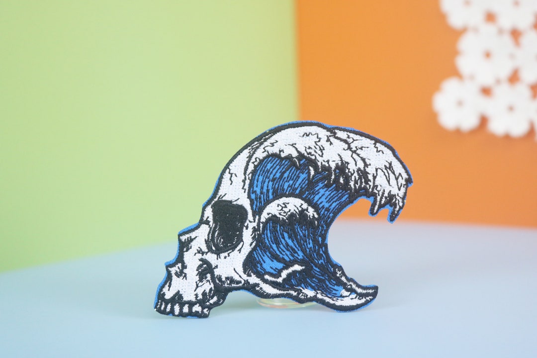 Skull Wave Patch, Sea Wave Patch, Iron on Patch/embroidered Patch/funny ...