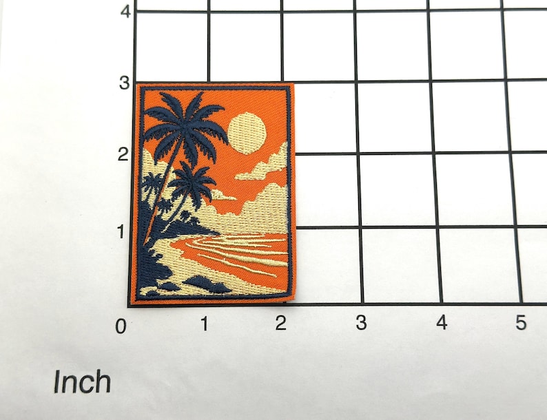 Retro Sunset Beach Patch: Palm Tree Iron-on Applique - Etsy