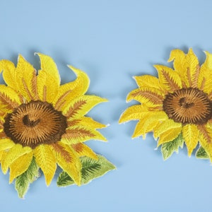 Sunflower Embroidered Iron-on Patch: Floral Applique - Etsy