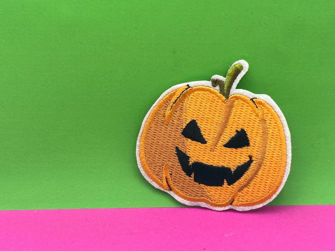 Embroidered Pumpkin Patch – Halloween Jack-o'-lantern Iron-on Applique ...
