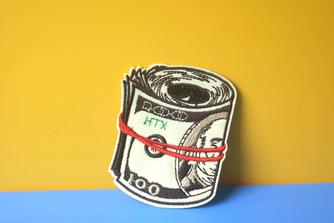 Money Roll Cash Embroidered Iron-on Patch: Hip-hop Fashion Applique - Etsy