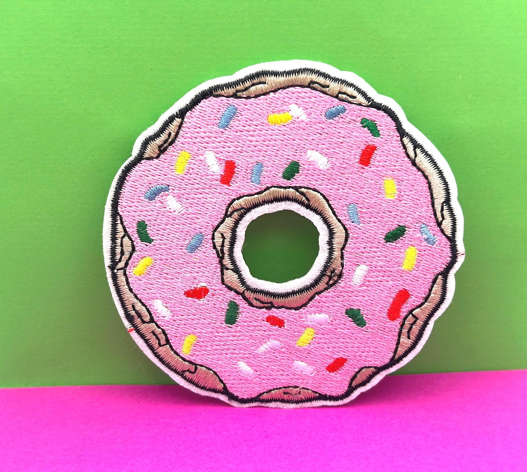 Pink Donut Embroidered Iron-on Patch - Etsy