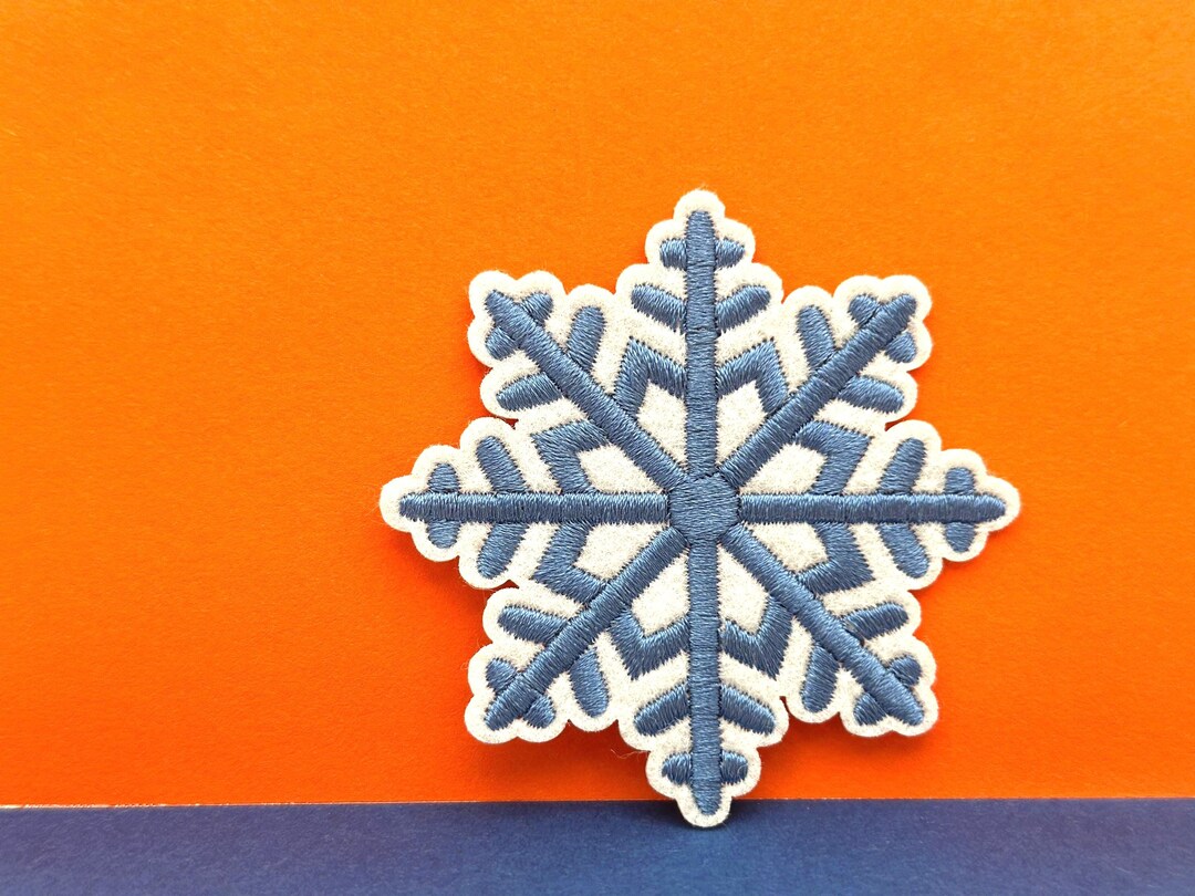 Blue Snowflake Embroidered Iron-on Patch: Winter Applique - Etsy