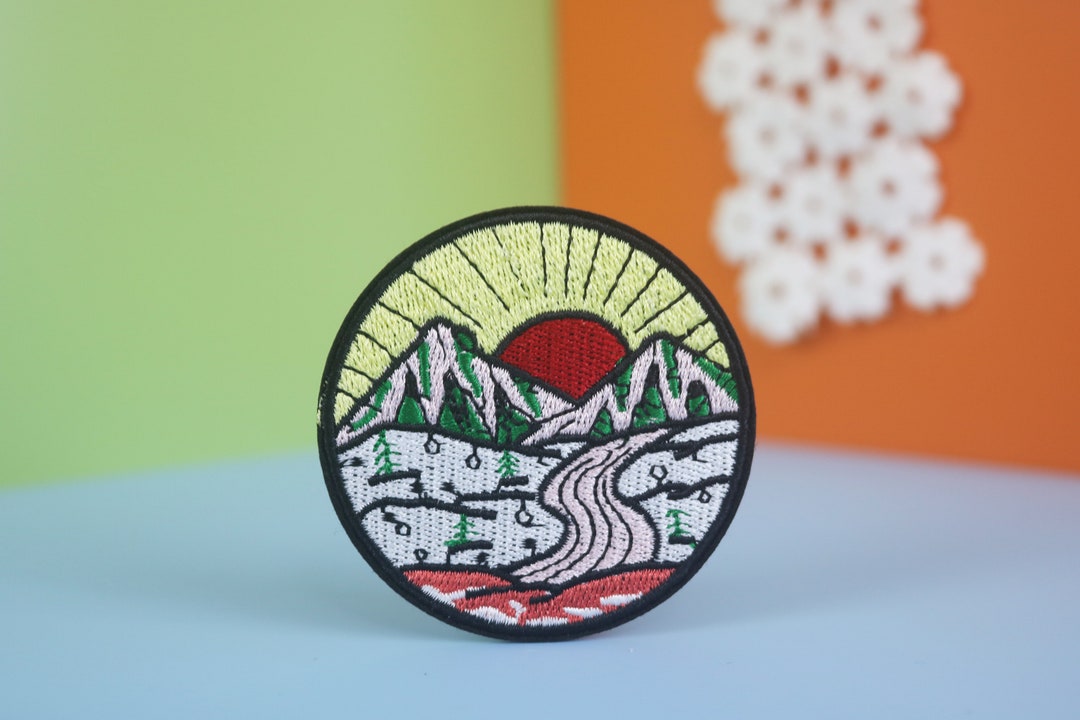 Sunrise Mountain Embroidered Iron-on Patch: Stay Wild Applique - Etsy