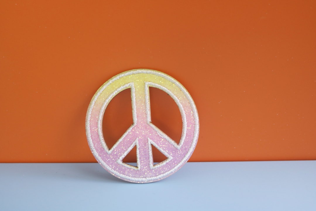 Rainbow Glitter Peace Sign Patch, Iron on Patch/embroidered Patch/funny ...