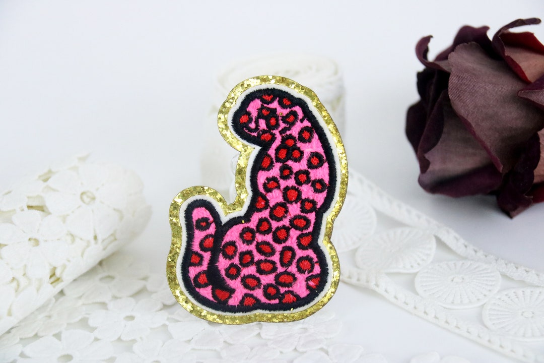 Chenille Pink Panther Patch, Leopard Patch, Cheetah Patch, Iron on ...