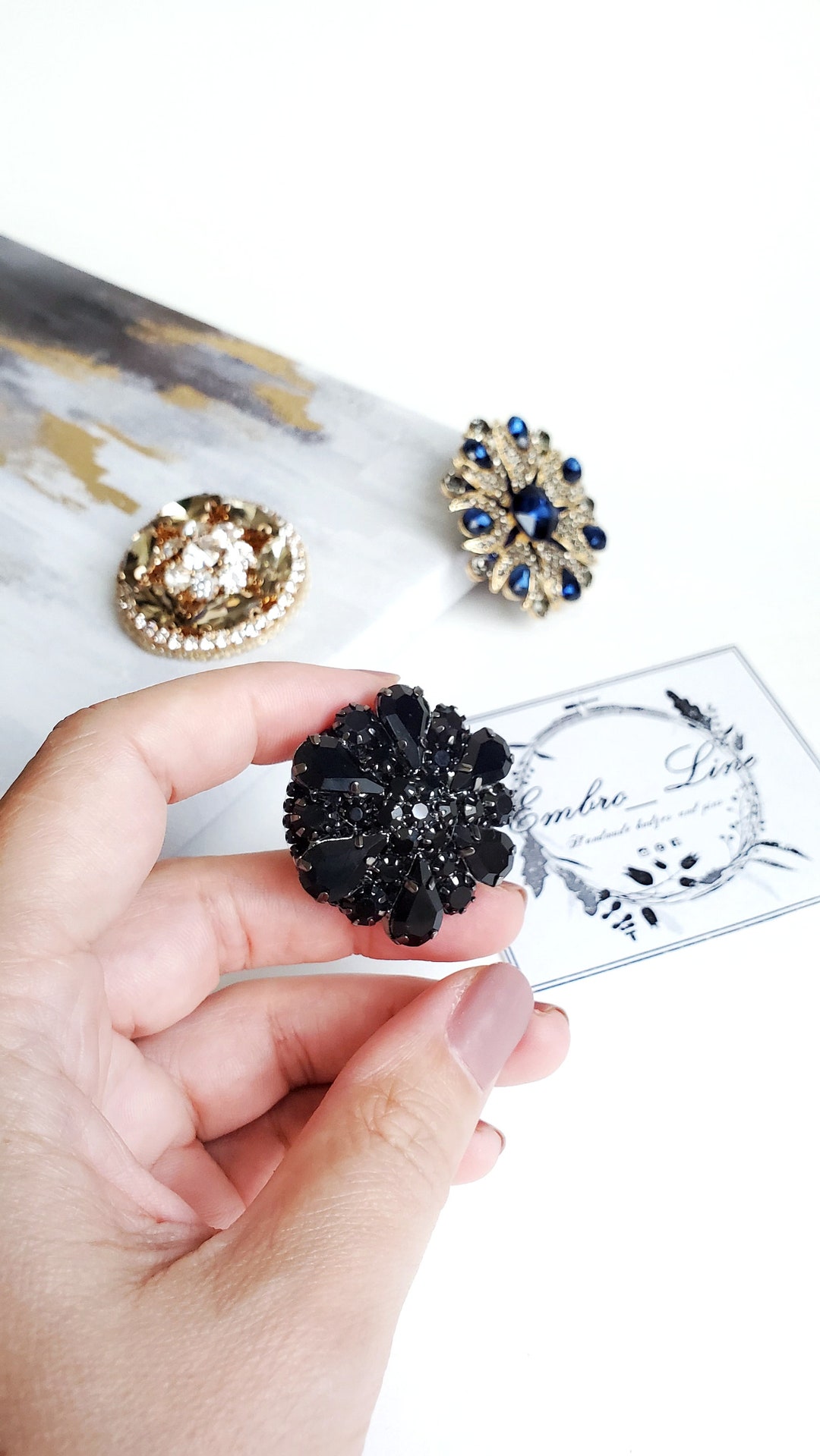 Flower Brooch Crystal Button, Buttonhole Flower Beaded Brooch, Wedding ...
