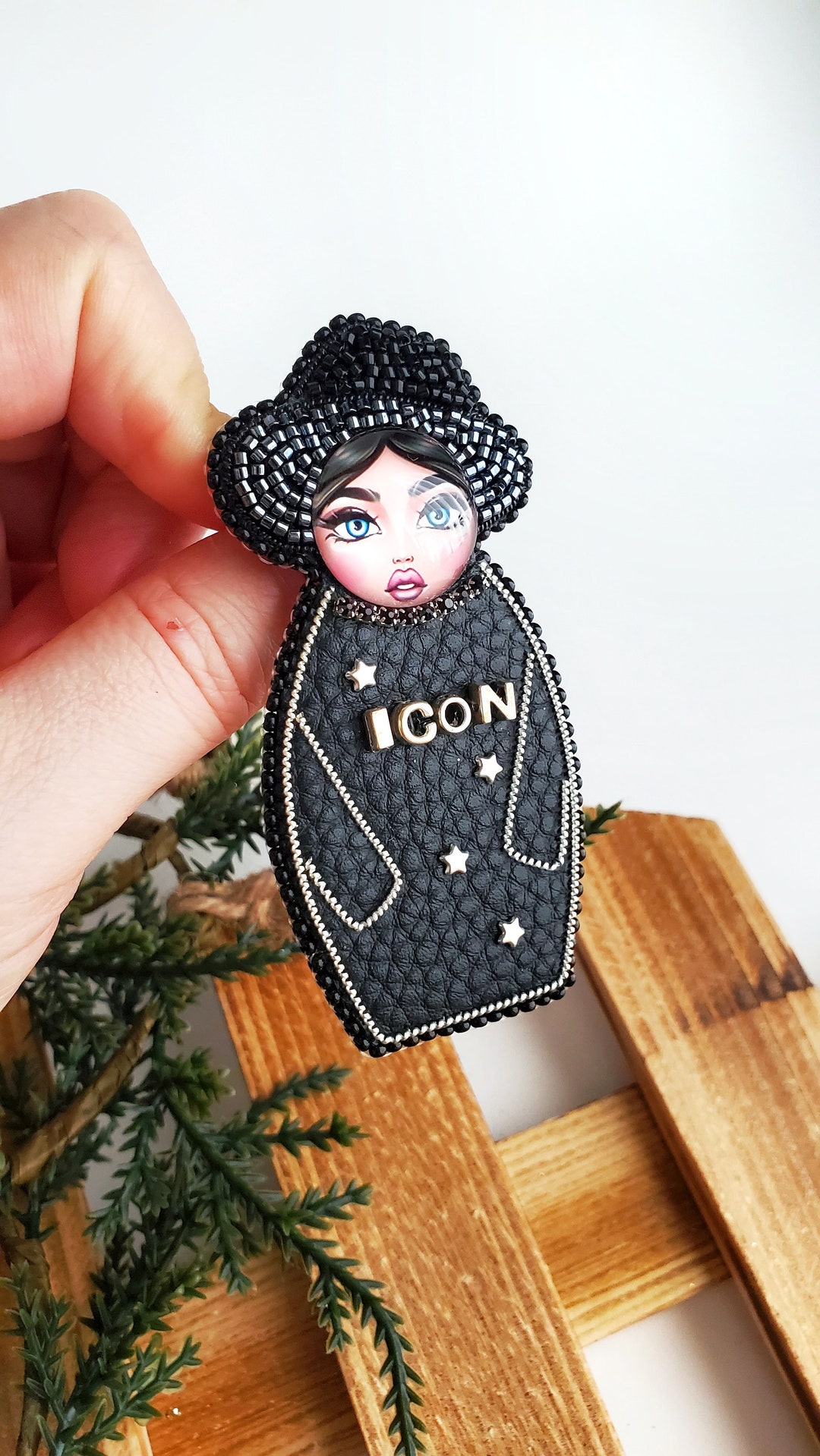 Anime Girl Pin Nesting Doll Unique Brooch, Pinup Girl Brooch Russian ...