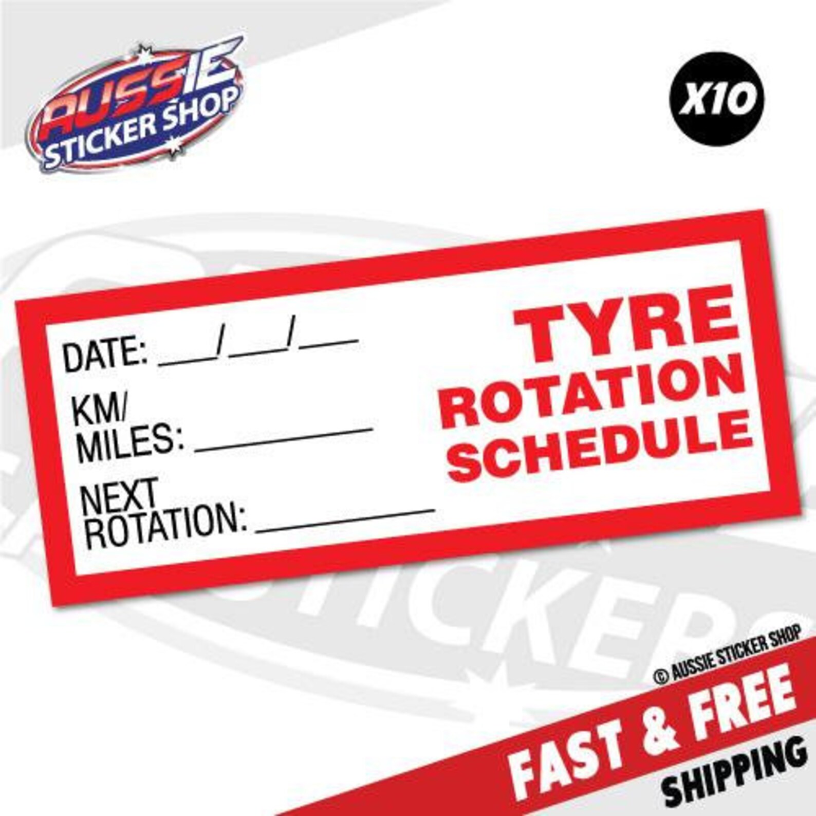 10X Tyre Tire Rotation Schedule Service Due Sticker Service | Etsy
