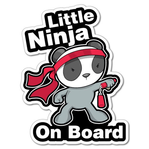 Paper Little Ninja On Board Panda Sticker Warning Label Precaution Sign ...