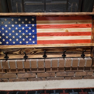 Rustic Wooden American Flag Coat Rack - Etsy