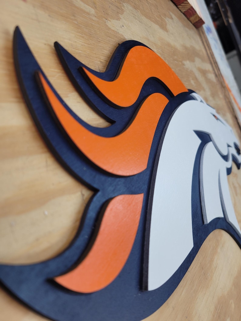 Layered Wooden Denver Bronco Logo - Etsy