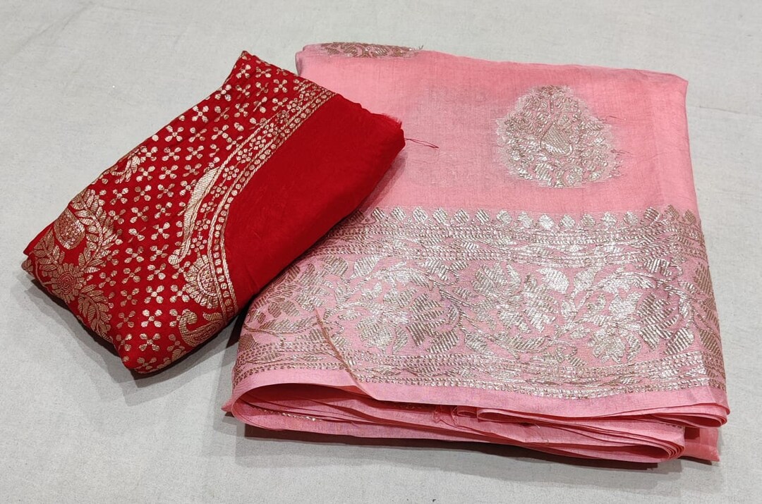 Beautiful Russian Silk Saree With Stitched Blouse Exclusive Collection ...