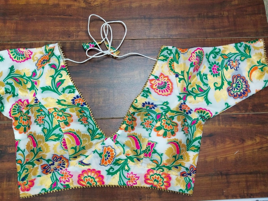 Banarasi Brocade Deep V Cut Blouse Readymade Indian Blouse Banglori ...