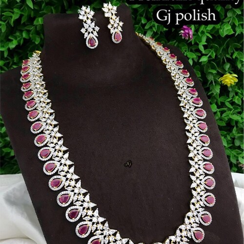 Bridal Cz American Diamond Necklace Set Cubic Zirconia Etsy