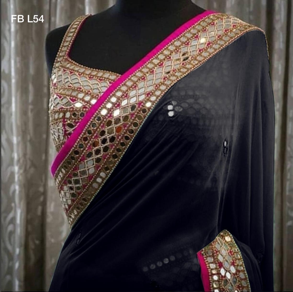 Black Georgette Mirror Work saree Wedding Saree Bridal Sari | Etsy