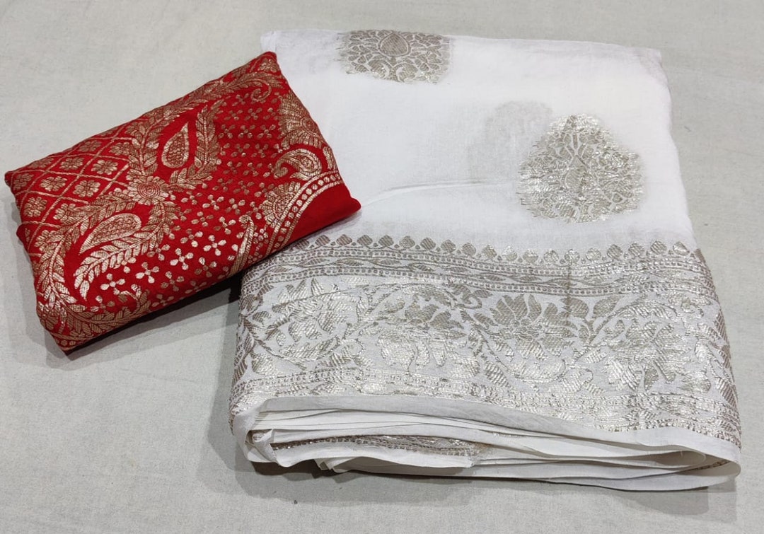 Beautiful Russian Silk Saree With Stitched Blouse Exclusive Collection ...