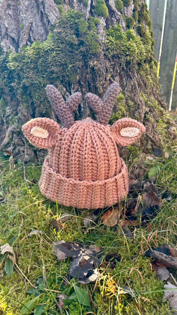 Deer Beanie Crochet Pattern: Ribbed Reindeer Hat, Antlers (PDF DOWNLOAD ...