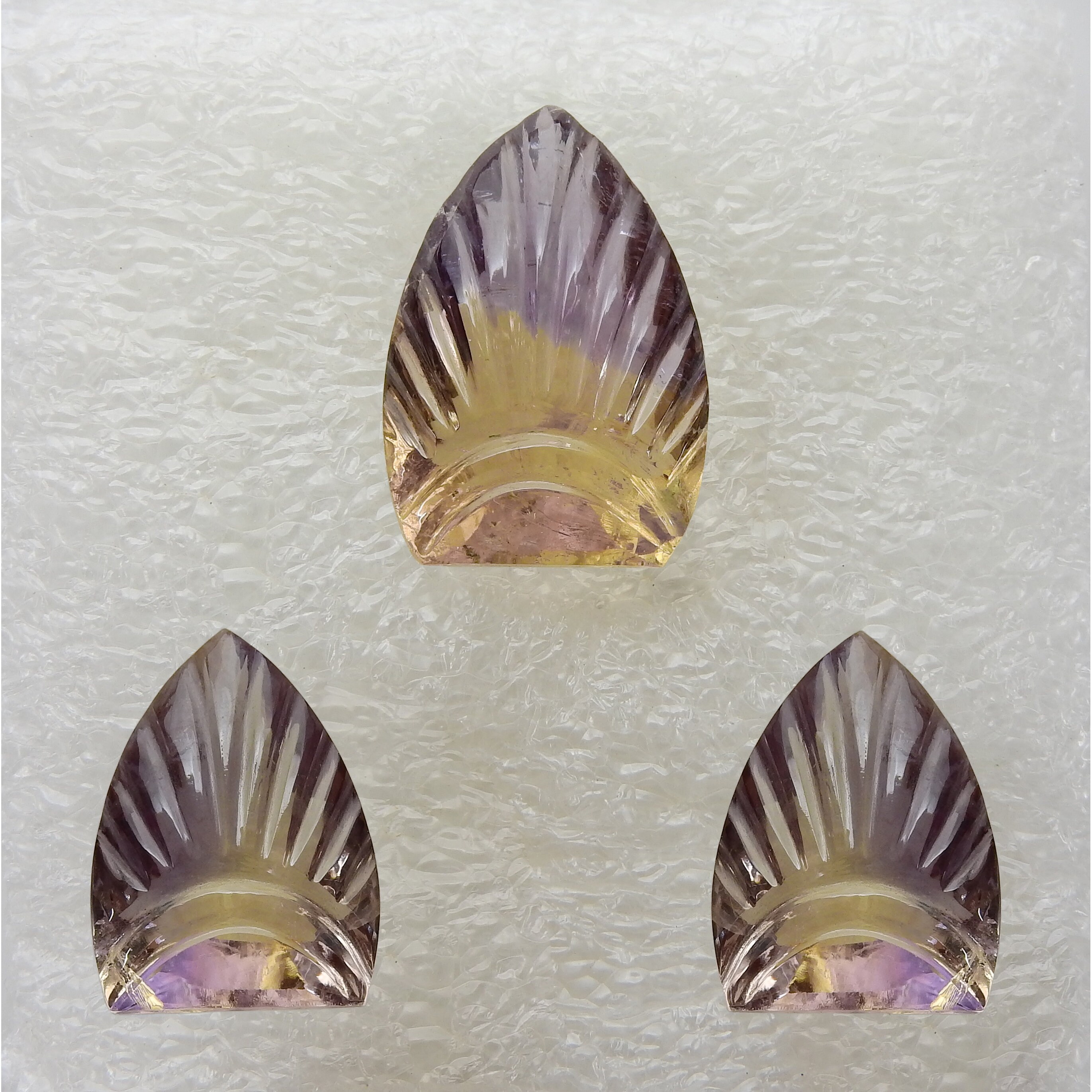 Ametrine a Set of 3 Carved Natural Gemstones 24.65 Cts. - Etsy