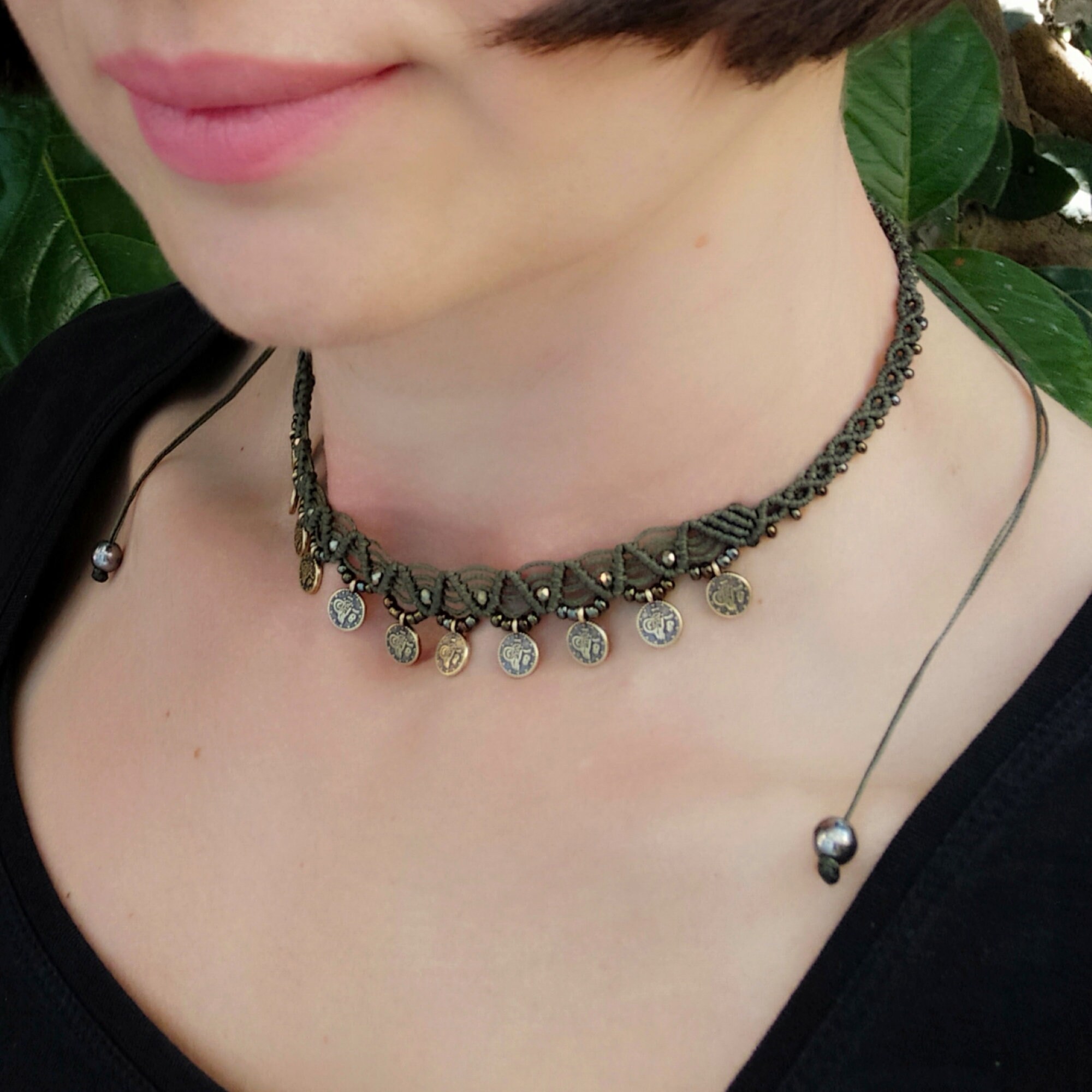 Macrame Choker Necklace/casual Necklace/boho Necklace/hippie Choker ...