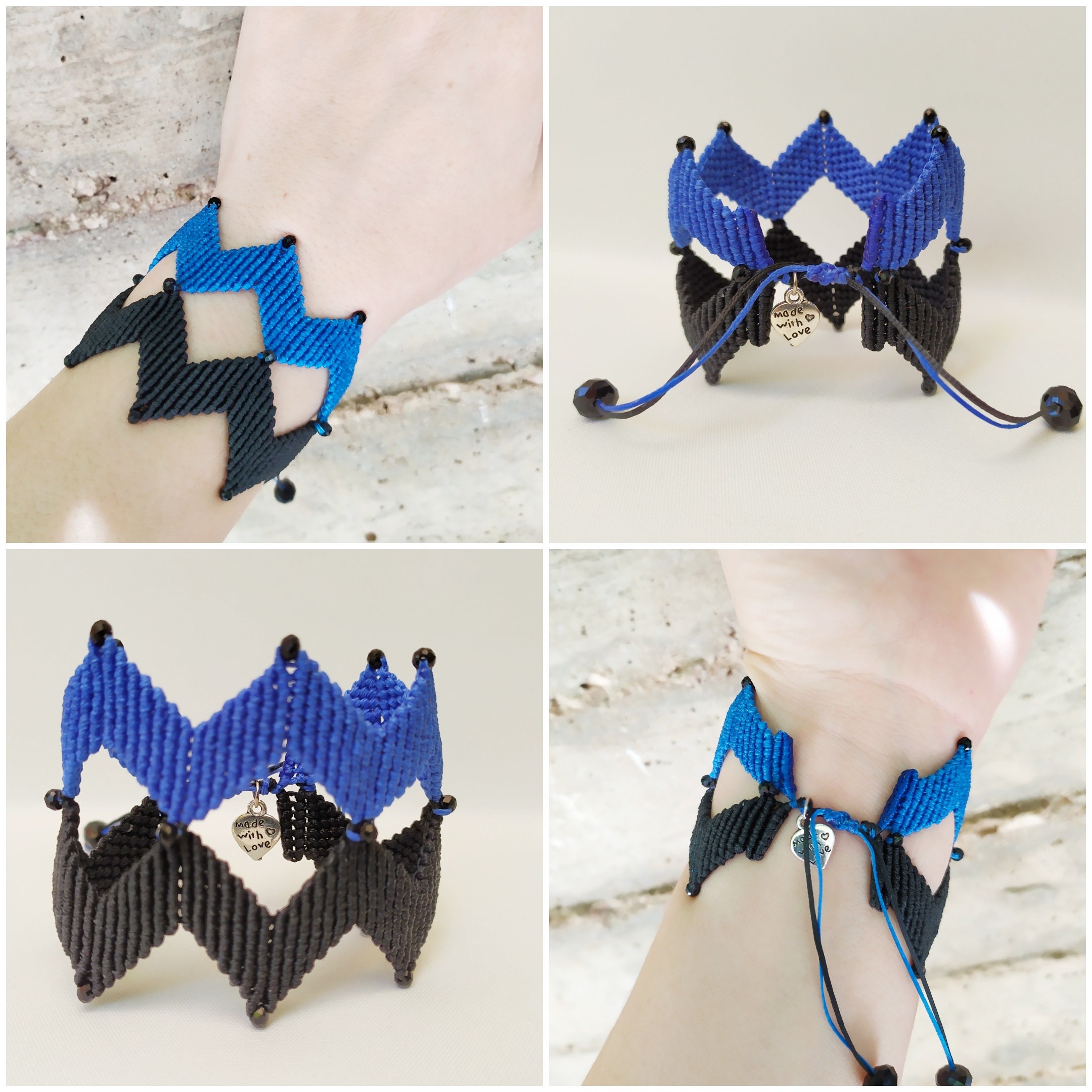 Macrame Zig Zag/chevron Bracelet/thread Bracelet/knotted Bracelet/woven ...