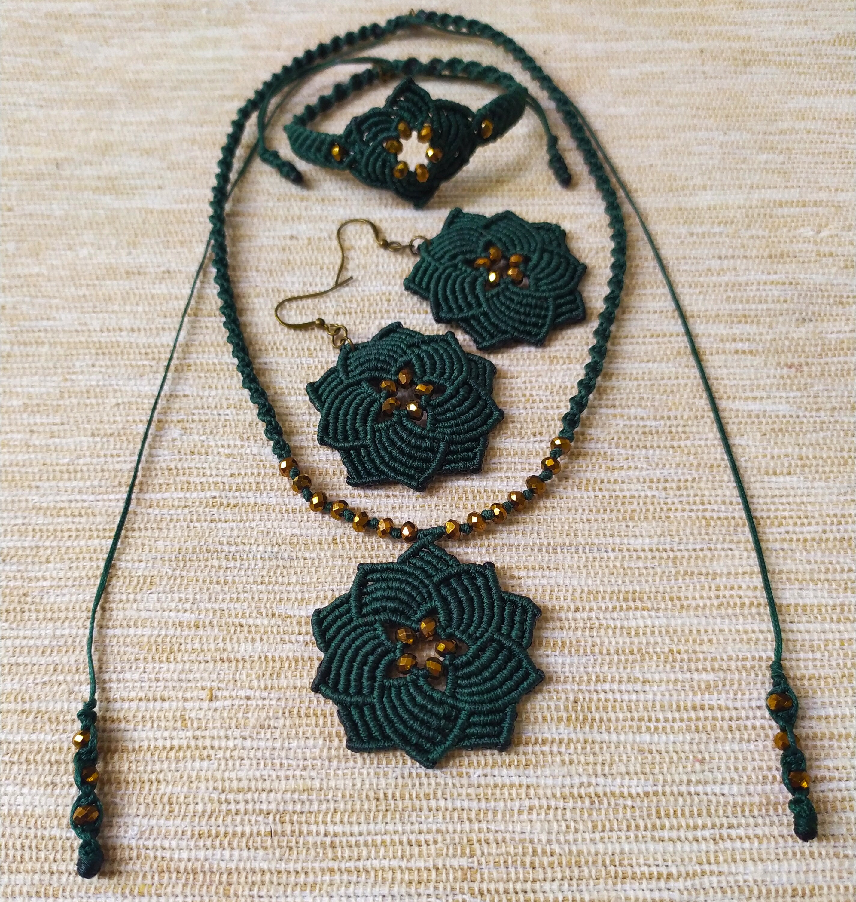 Macrame Mandala Necklace/macrame Jewelry Set/boho Macrame Jewelry/bohemian Jewelry/hippie ...