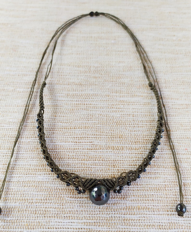 Hematite Choker/macrame Choker Necklace/casual Necklace/boho Necklace ...