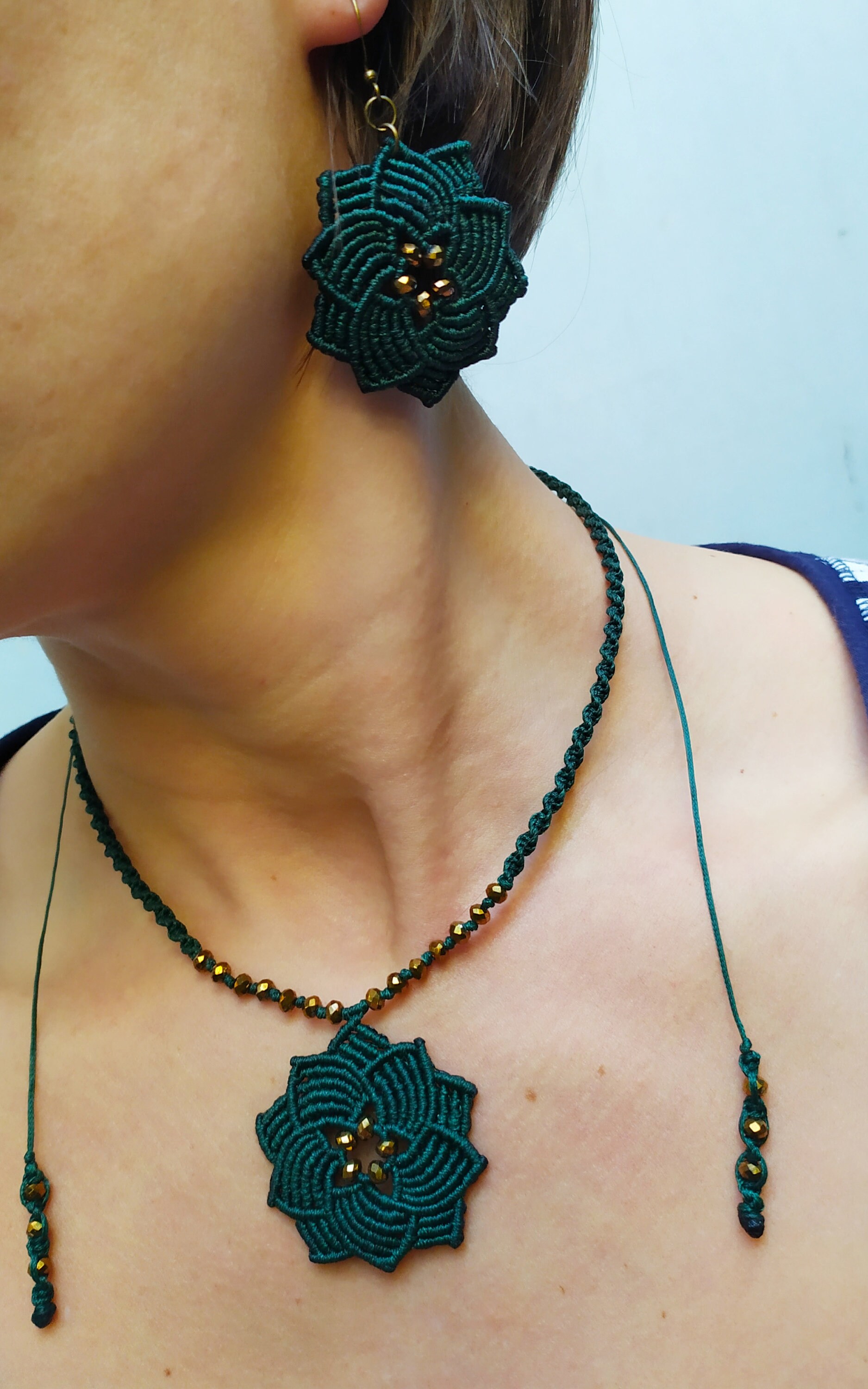 Macrame Mandala Necklace/macrame Jewelry Set/boho Macrame Jewelry/bohemian Jewelry/hippie ...