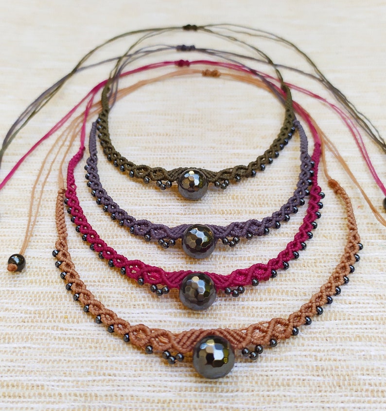 Hematite Choker/macrame Choker Necklace/casual Necklace/boho Necklace ...