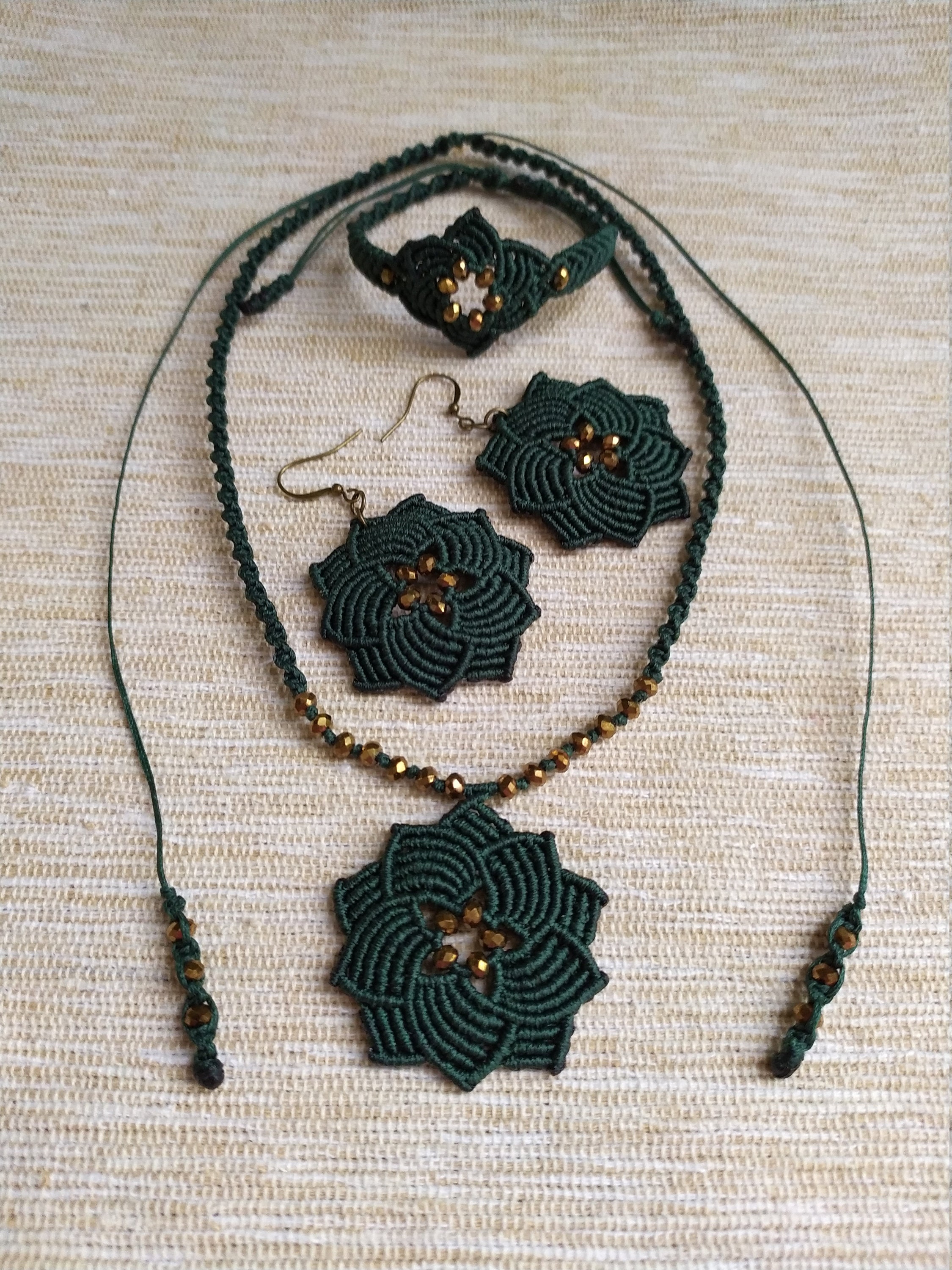 Macrame Mandala Necklace/macrame Jewelry Set/boho Macrame Jewelry/bohemian Jewelry/hippie ...