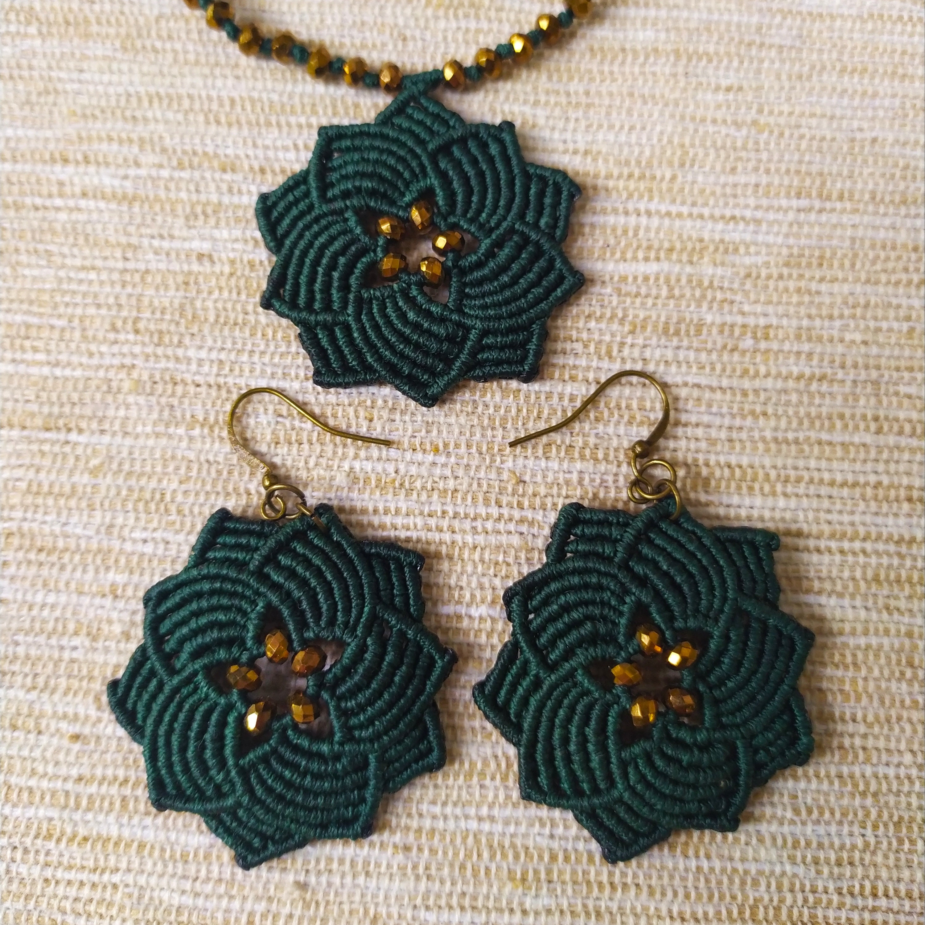 Macrame Mandala Necklace/macrame Jewelry Set/boho Macrame Jewelry/bohemian Jewelry/hippie ...