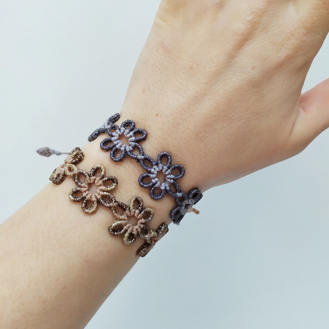 Flower Bracelet/macrame Bracelet/boho Jewelry/friendship Bracelet ...