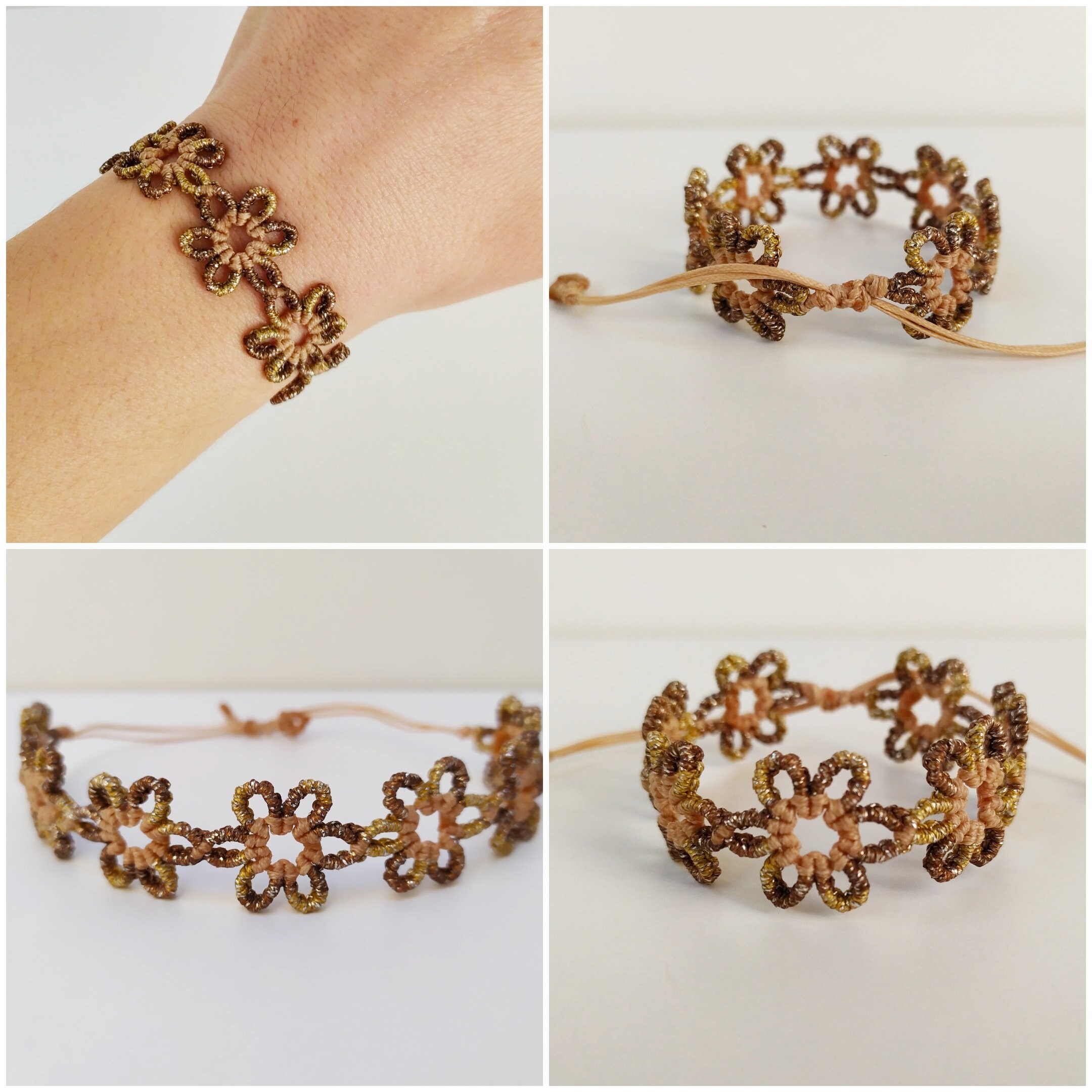 Flower Bracelet/macrame Bracelet/boho Jewelry/friendship Bracelet ...