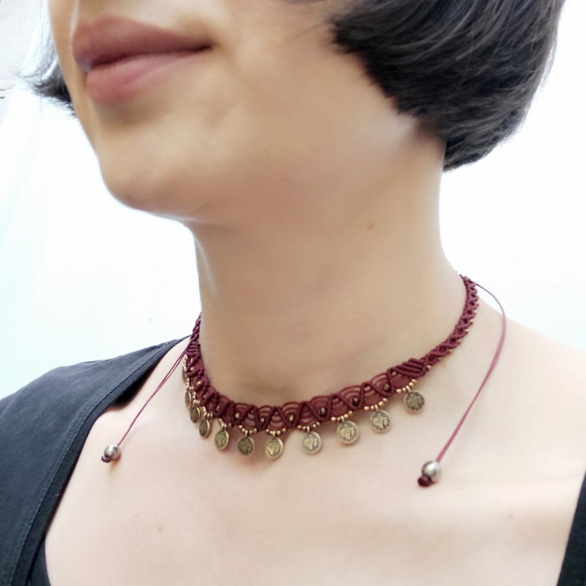 Macrame Choker Necklace/casual Necklace/boho Necklace/hippie - Etsy