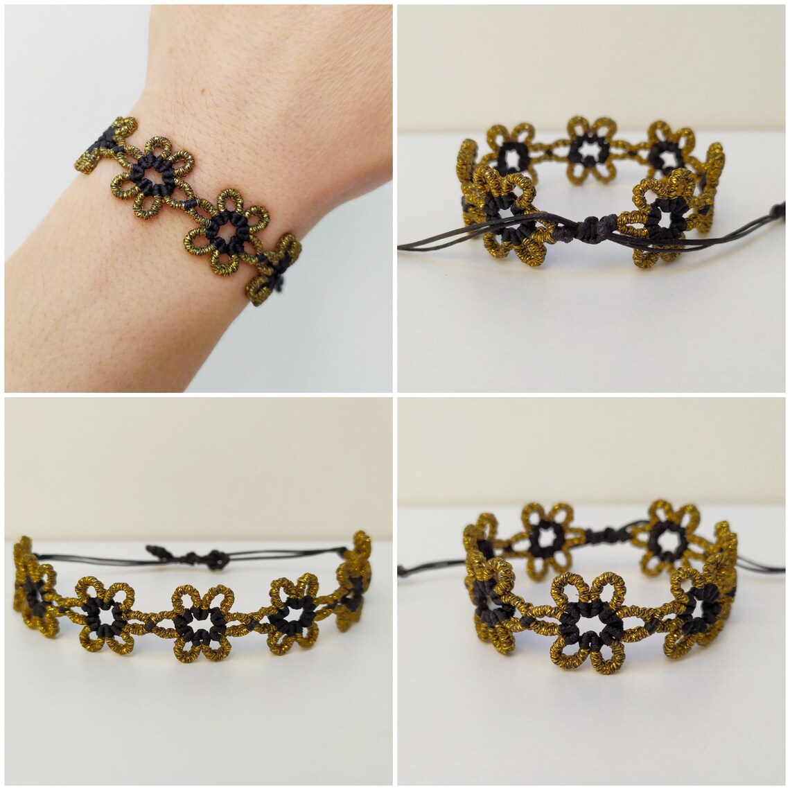 Flower Bracelet/macrame Bracelet/boho Jewelry/friendship Bracelet ...