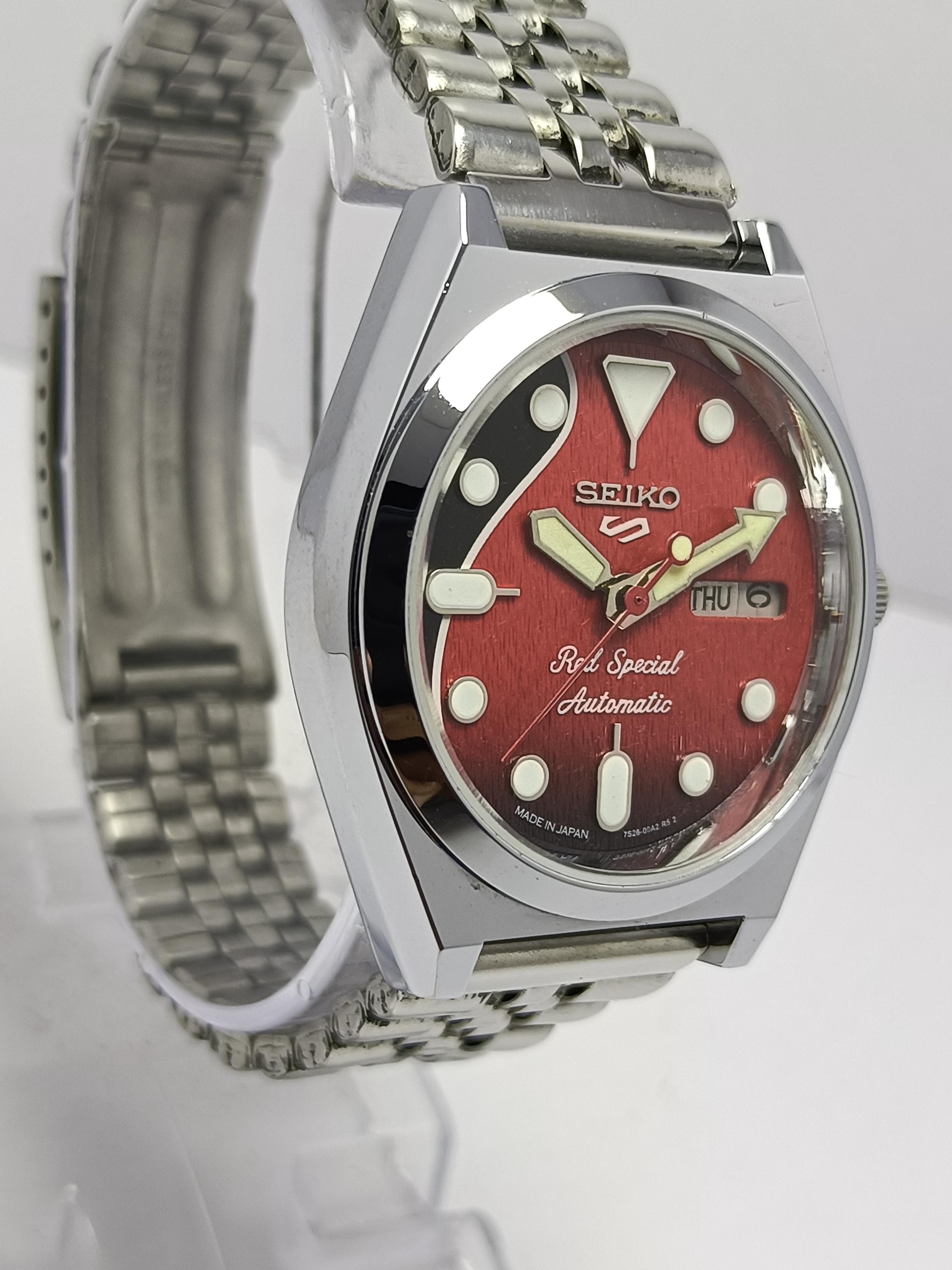 Seiko 5 Limited Edition Red Special Dial Day&date Automatic Transparent ...