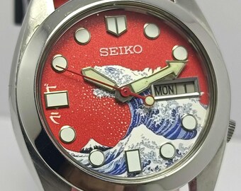 Seiko Wave Godzilla Red Dial Day&date Automatic Japan Made 7009 Wrist ...
